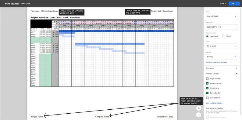 2M-4M-12M Gantt Chart Line Bars Google Sheets Simple & - Etsy