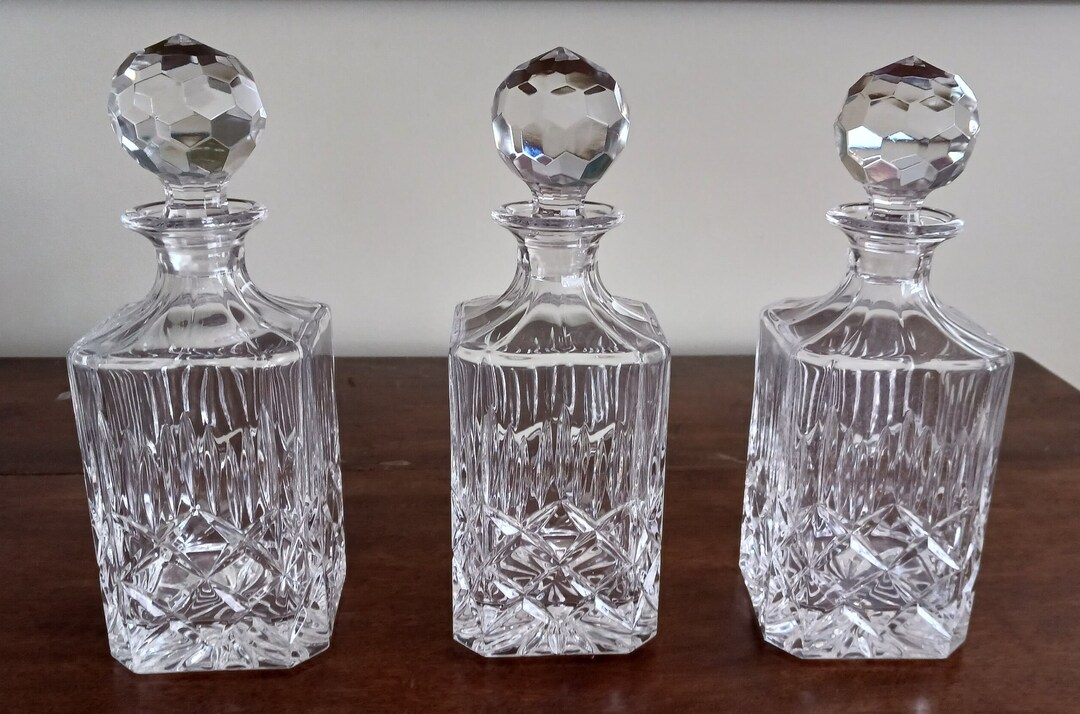3 Matching Glass Decanters Perfect Condition - Etsy