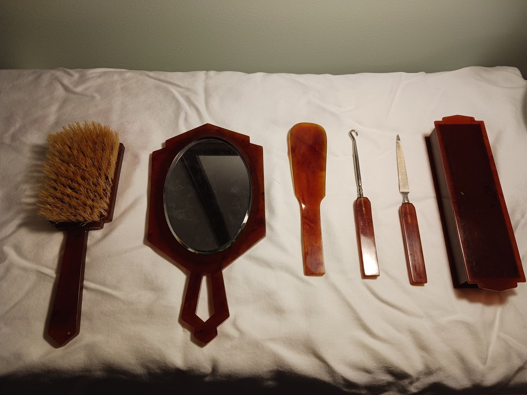 1940's Art Deco Bakelite Vanity Set 6 Pieces - Etsy