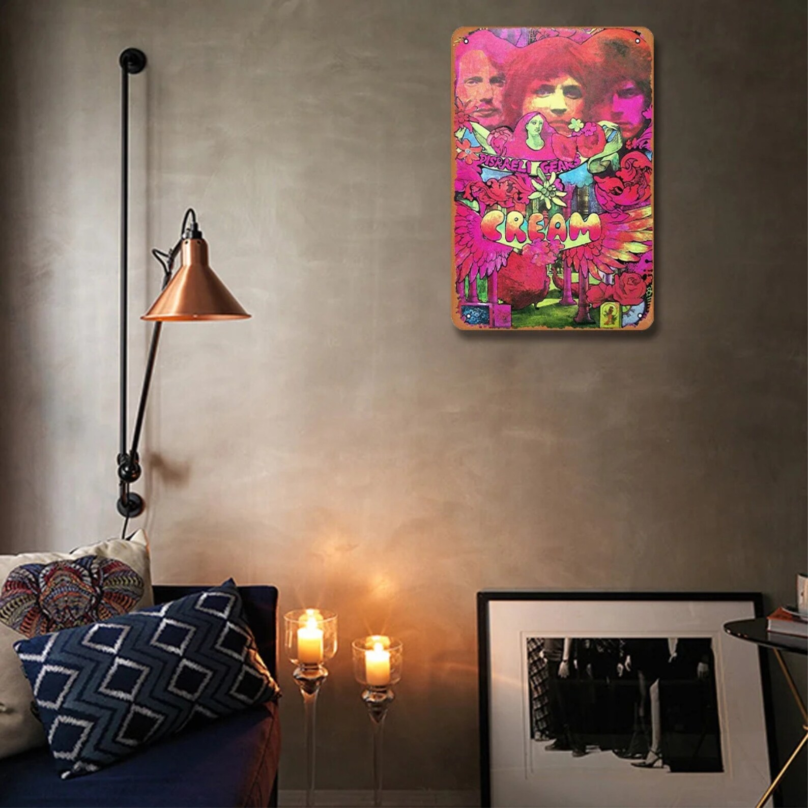 Repro Cream Progressive Heavy Rock Distressed Iron Plate Advertising ...