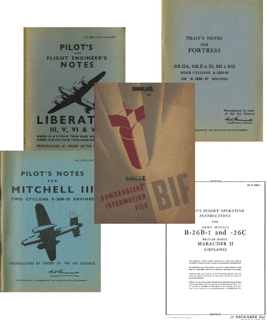 Pilots Notes: 4 R.A.F. Bombers U.S.A.F. Bombardier's Datapack 8th Air ...