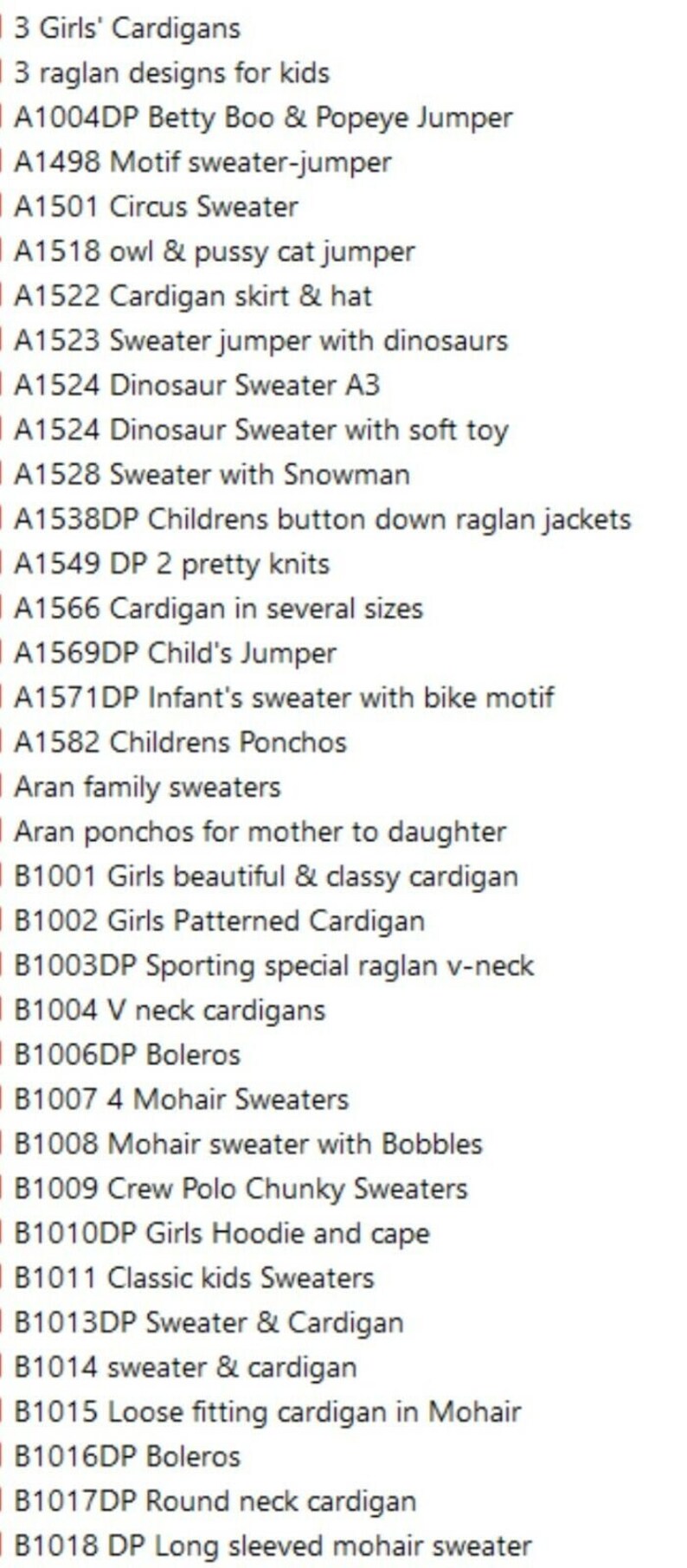 110 Knitting Patterns for Kids All Listed in Pics/ Individual Pdfs on ...