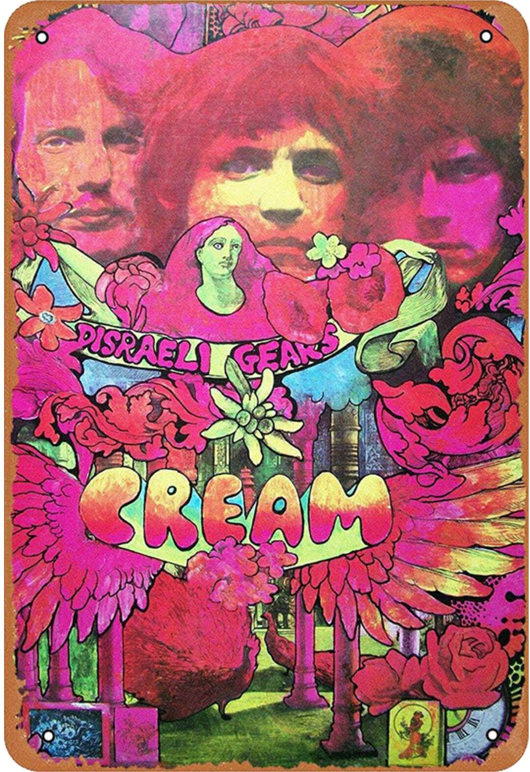 Repro Cream Progressive Heavy Rock Distressed Iron Plate Advertising ...