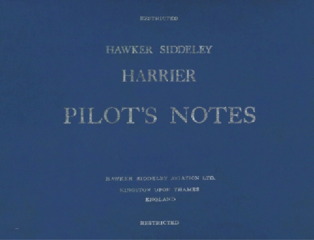 Harrier GR.1: R.A.F VSTOL Ground Attack AC/ Printed A4 Pilots Notes ...