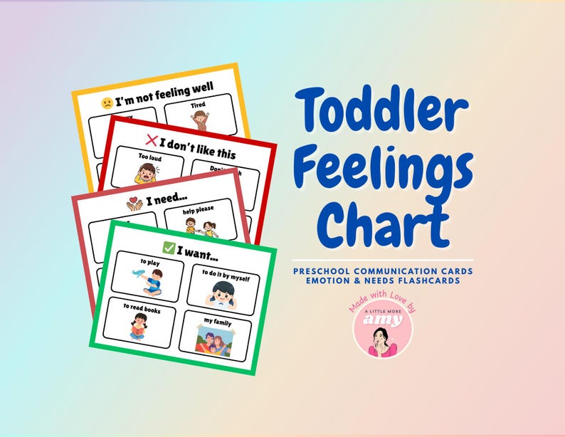Toddler Feelings Chart | Communication Flashcards (PDF Download - Etsy