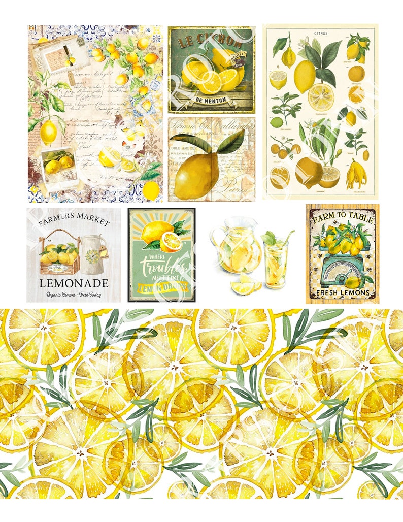 Junk Journal Ephemera, Lemon, Scrapbook Digital Download, Journaling ...