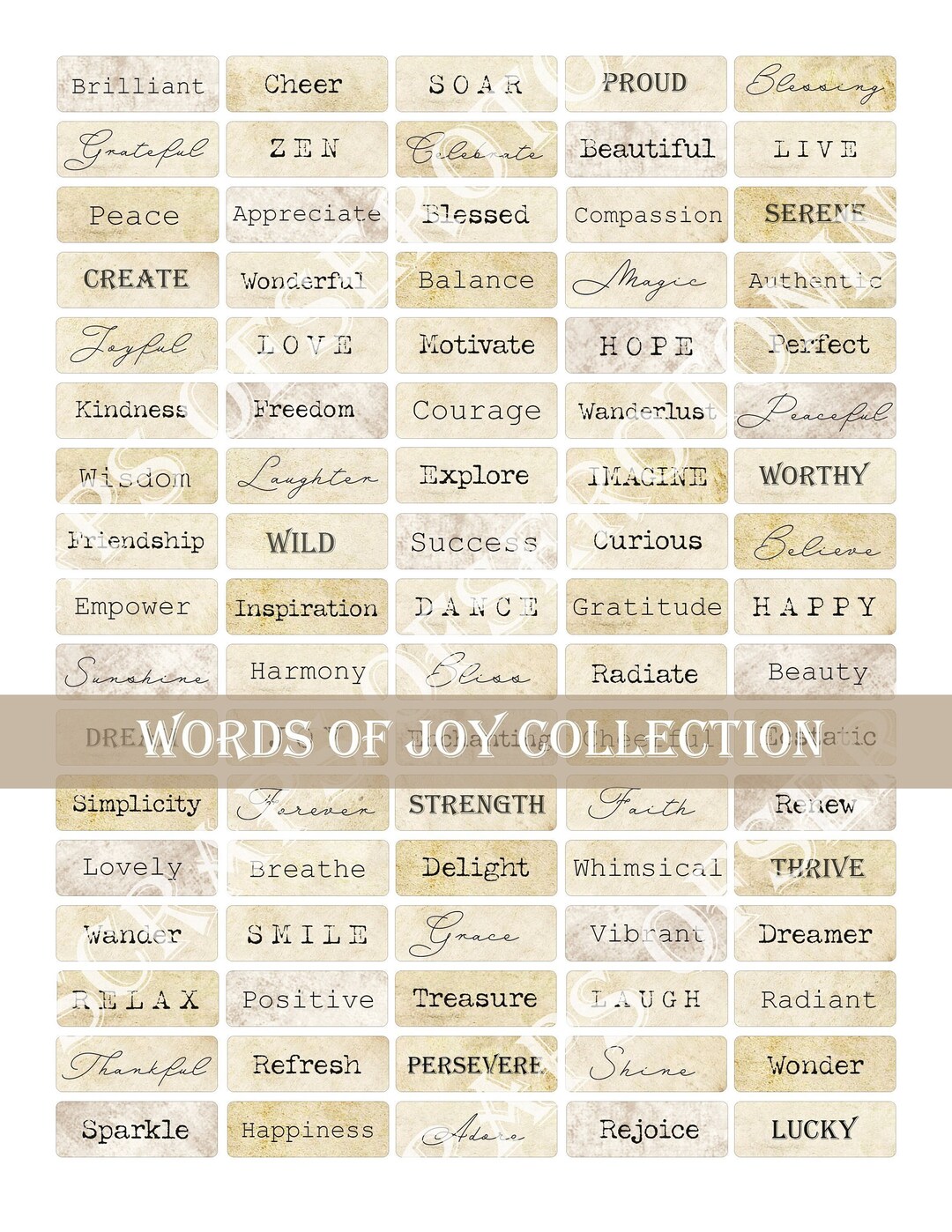 Collage Word Sheet, Positive Words, Journal Words, Inspirational, Junk ...