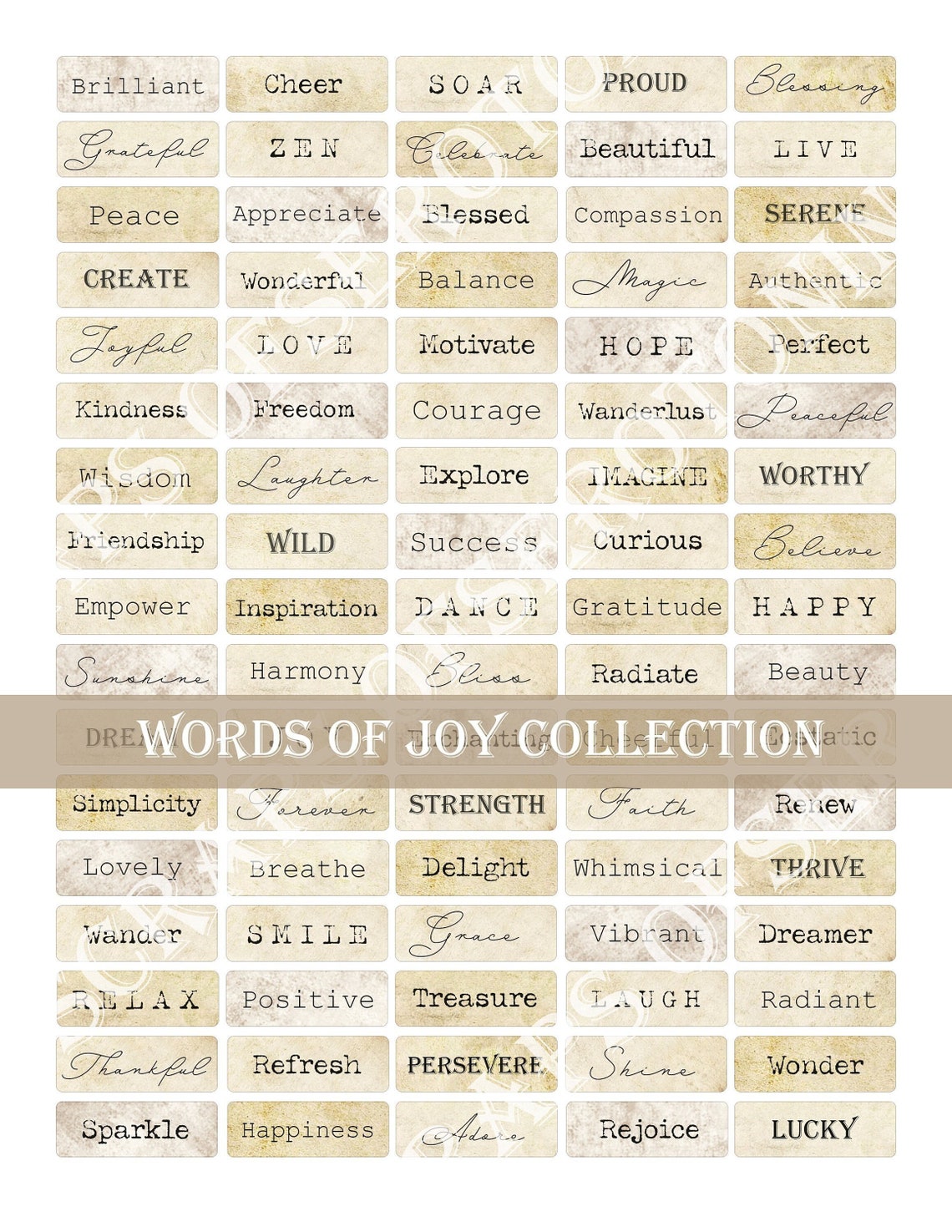 Collage Word Sheet, Positive Words, Journal Words, Inspirational, Junk ...