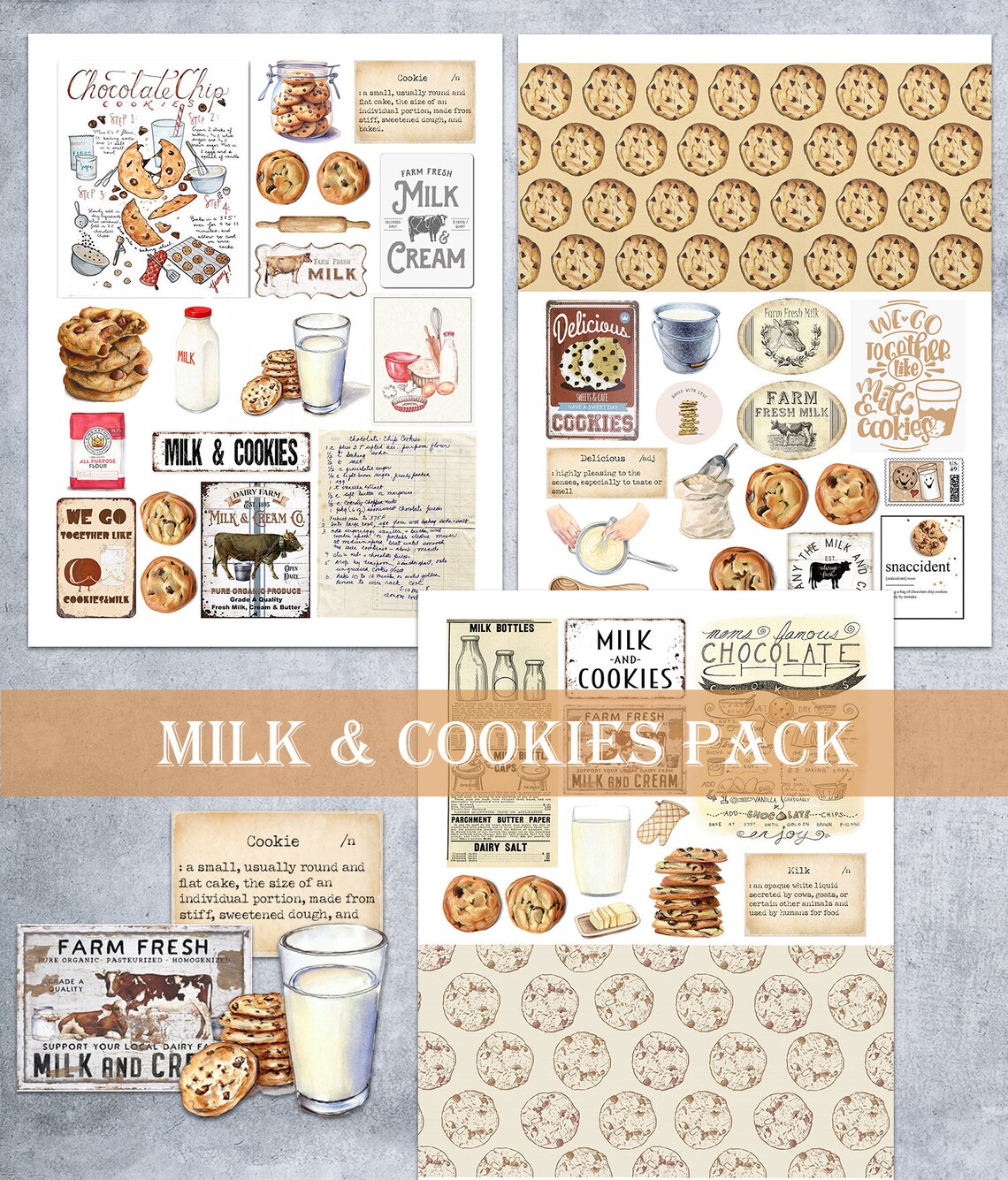 Junk Journal Ephemera, Milk and Cookies - Etsy