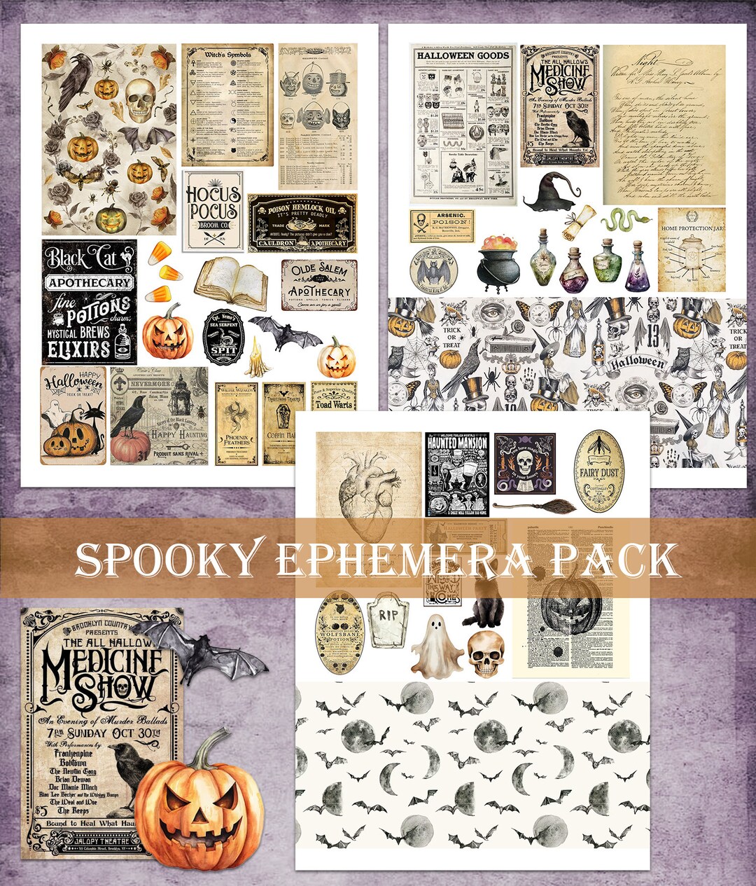 Junk Journal Ephemera, Spooky - Etsy