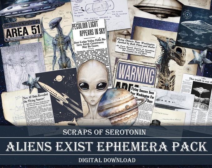 Top Secret Alien Junk Journal Kit Vintage Aliens Junk Journal UFO ...