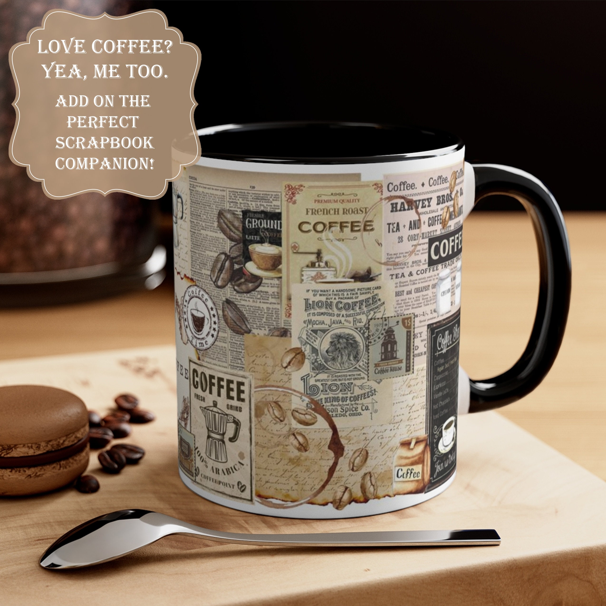 Digital Collage Sheet - Coffee Dictionary Words, Junk Journal Ephemera ...