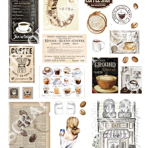 Junk Journal Ephemera, Coffee Shop, Scrapbook Digital Download ...