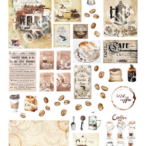 Junk Journal Ephemera, Coffee Shop, Scrapbook Digital Download ...
