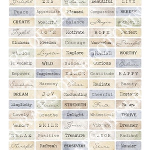 Collage Word Sheet, Positive Words, Journal Words, Inspirational, Junk ...