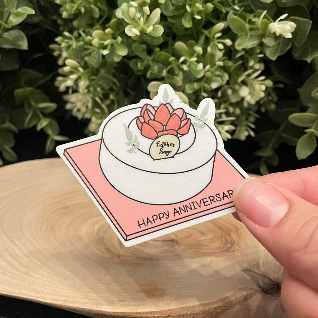 Happy Anniversary Cake Sticker Strawberry Cake Decal - Etsy
