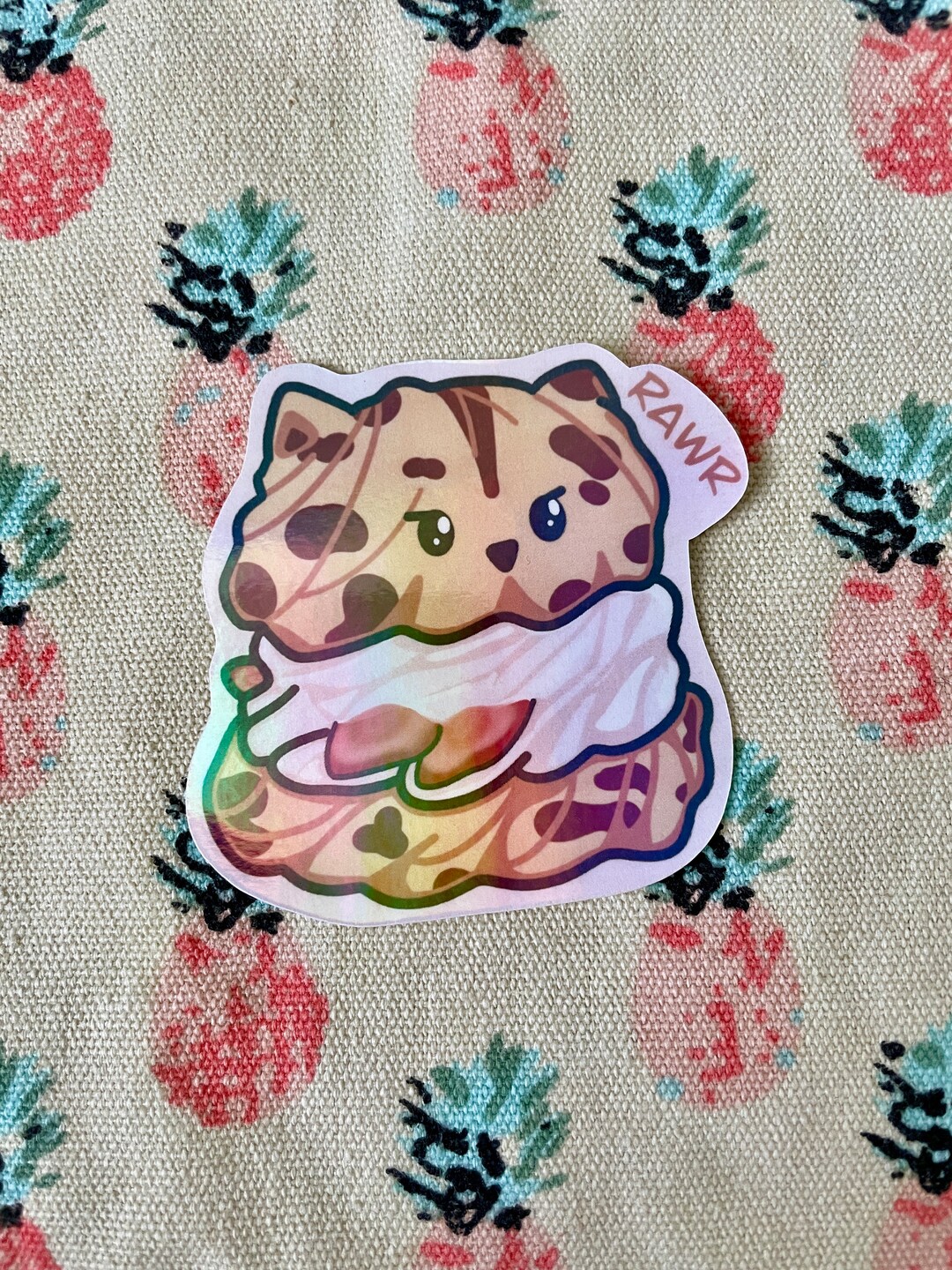 Holographic Shiny Aesthetic Cute Jaguar Cream Puff Laptop Cell Phone ...