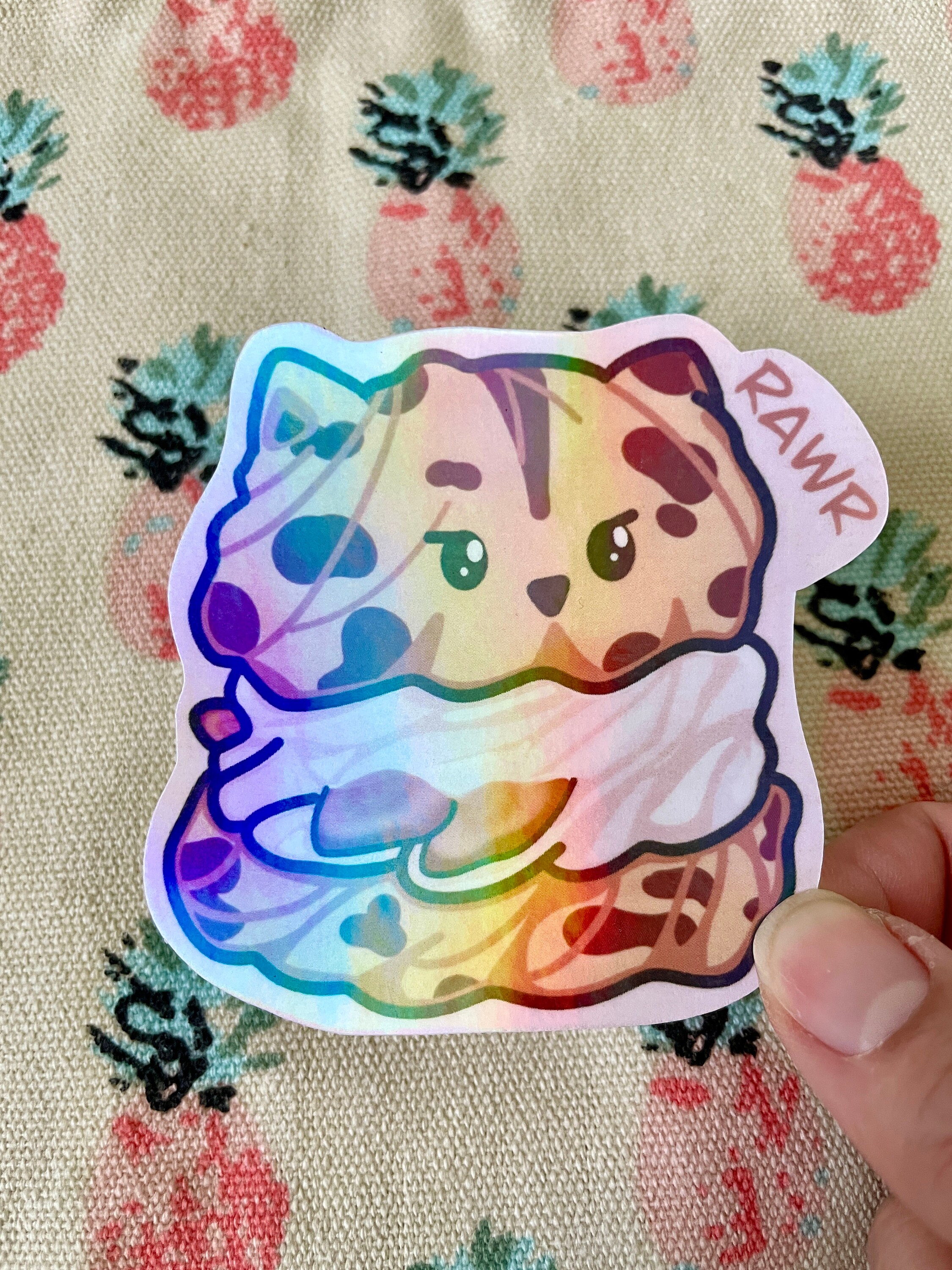 Holographic Shiny Aesthetic Cute Jaguar Cream Puff Laptop Cell Phone ...