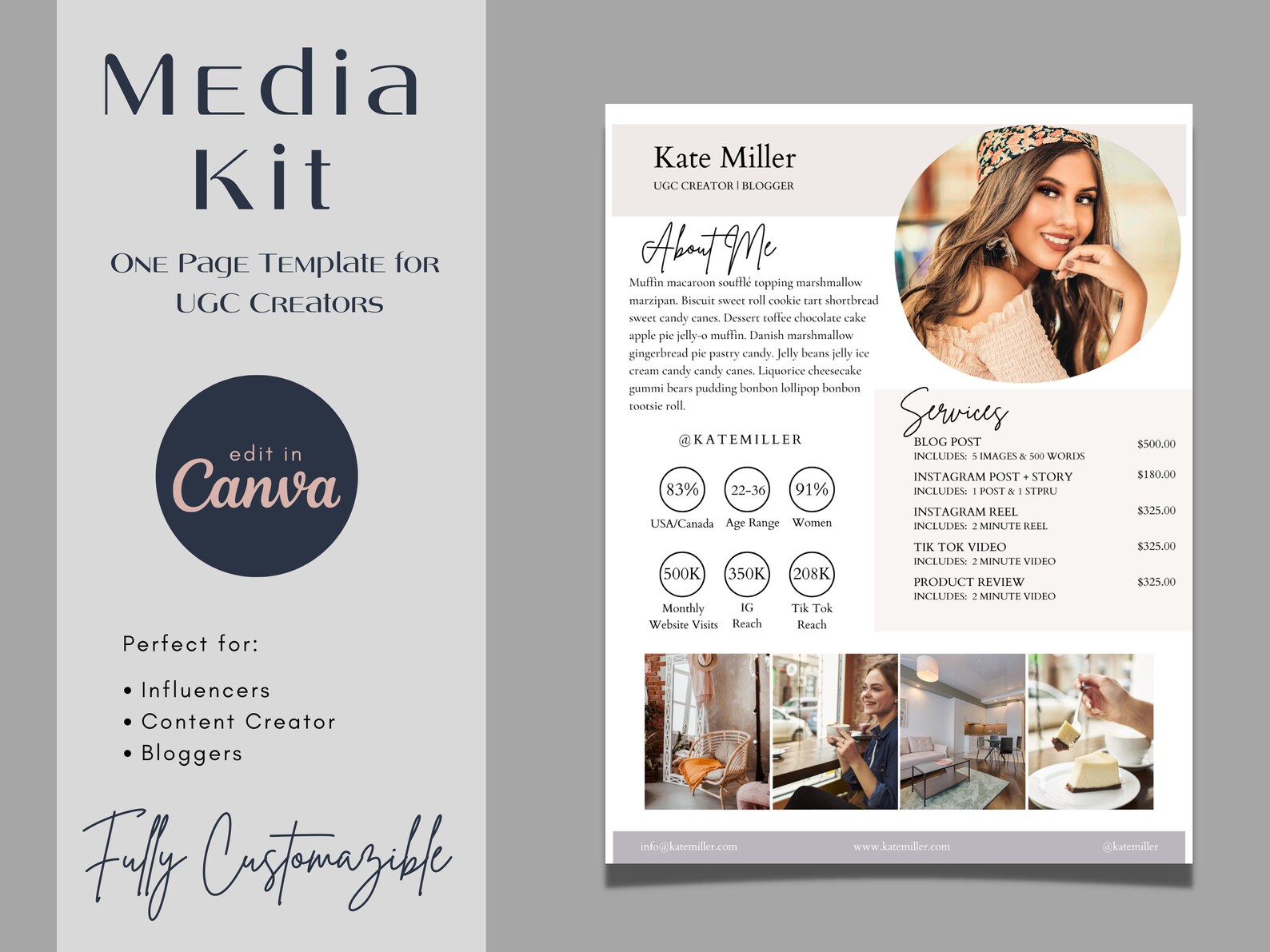 UGC Creator Media Kit UGC Creator Template Influencer Media Kit Blogger ...