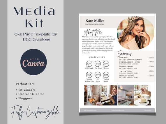 UGC Creator Media Kit UGC Creator Template Influencer Media - Etsy