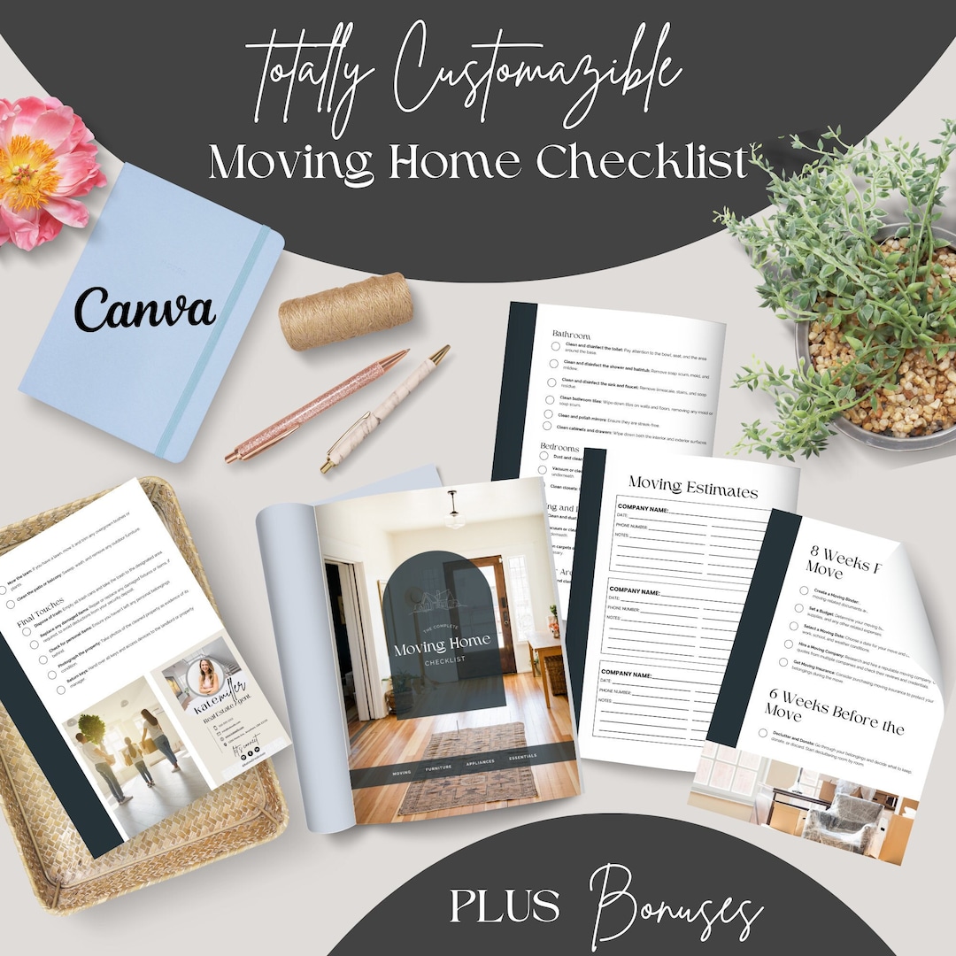 Real Estate Moving Checklist Realtor Moving Guide Printable Moving To ...