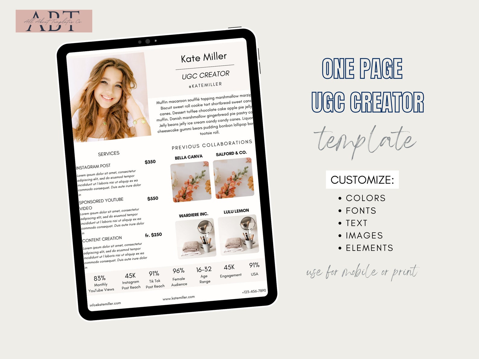 UGC Creator Media Kit UGC Creator Template Influencer Media Kit Blogger ...