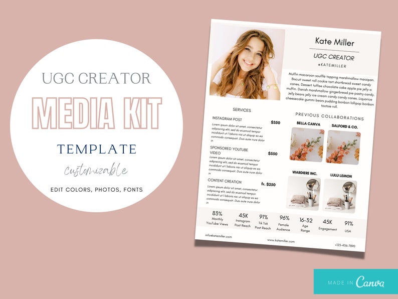 UGC Creator Media Kit UGC Creator Template Influencer Media Kit Blogger ...