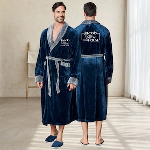 Embroidered Image Customization Fleece Bath Robes Luxury Personalized ...