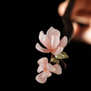 Pink Magnolia Hair Stick, Fairy Hair Stick, Flower Hairpin, Sandalwood ...