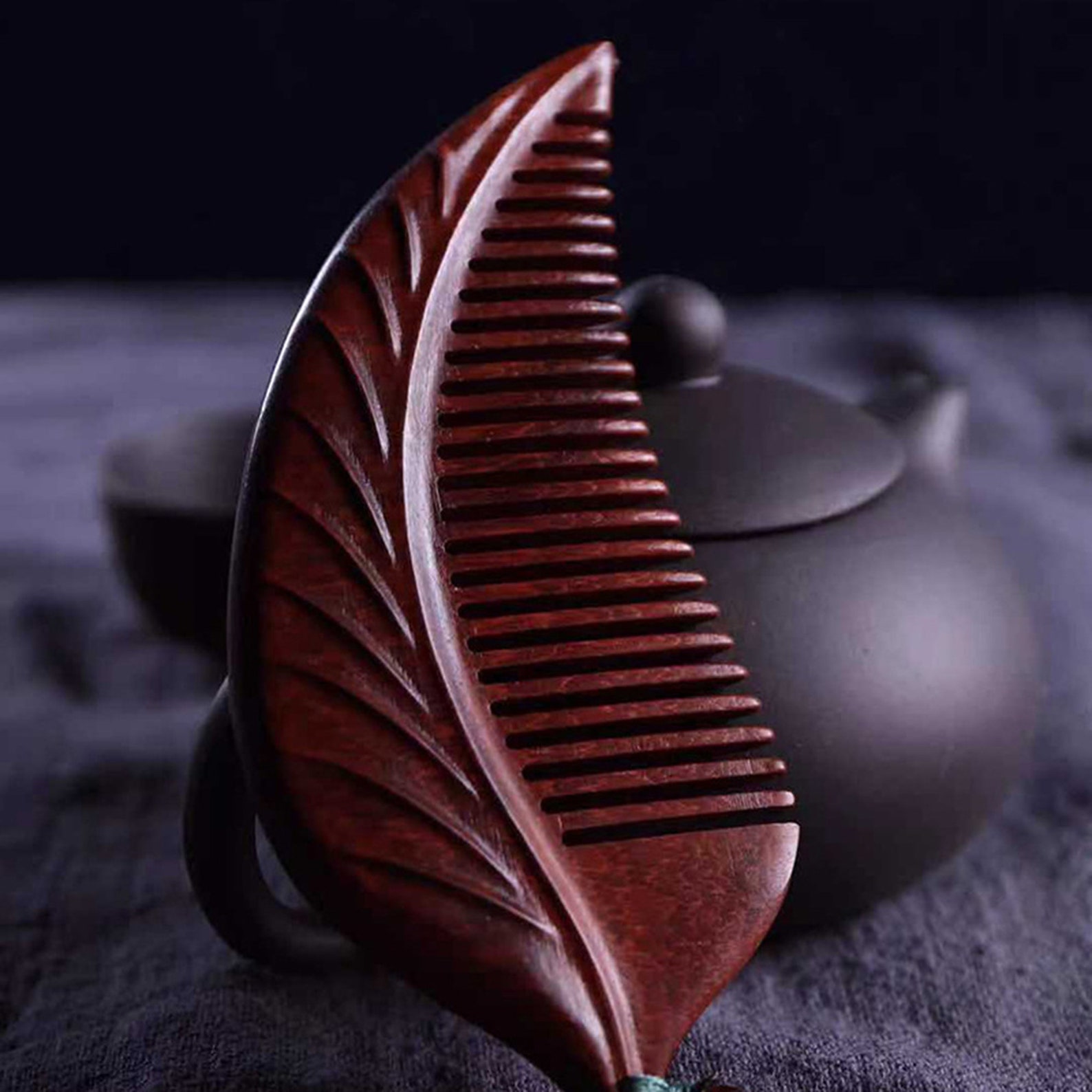 Leaf Shape Sandalwood Combs Vintage Wood Comb Handmade - Etsy