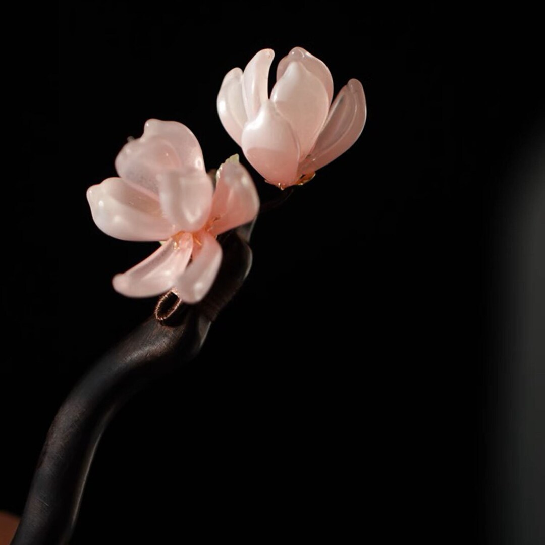 Pink Magnolia Hair Stick, Fairy Hair Stick, Flower Hairpin, Sandalwood ...