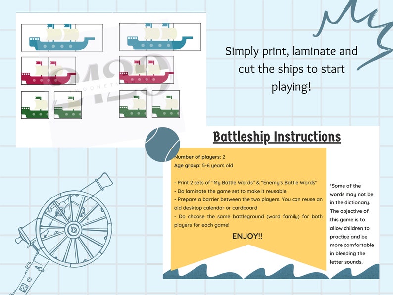 Printable CVC / Phonics Game Battleship short Aeiou - Etsy UK