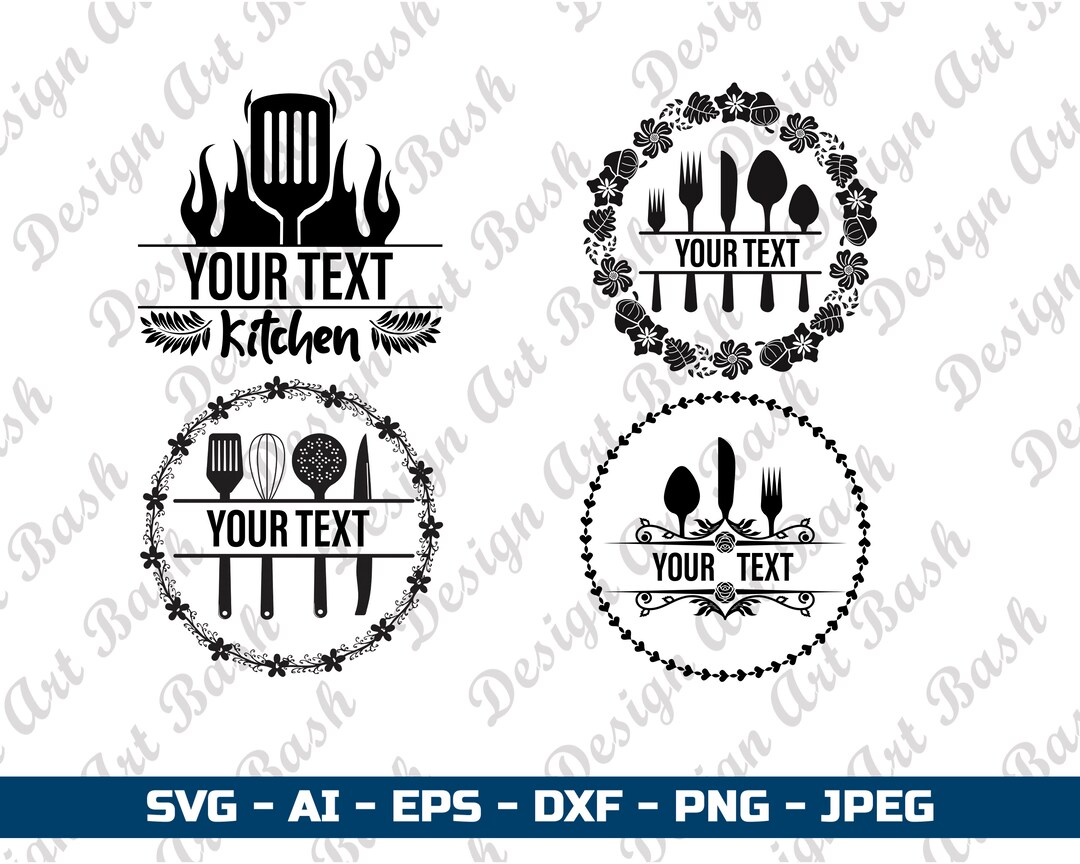 Kitchen Split Frame Svg Bundle Cooking Monogram Svg Farmhoue Kitchen ...