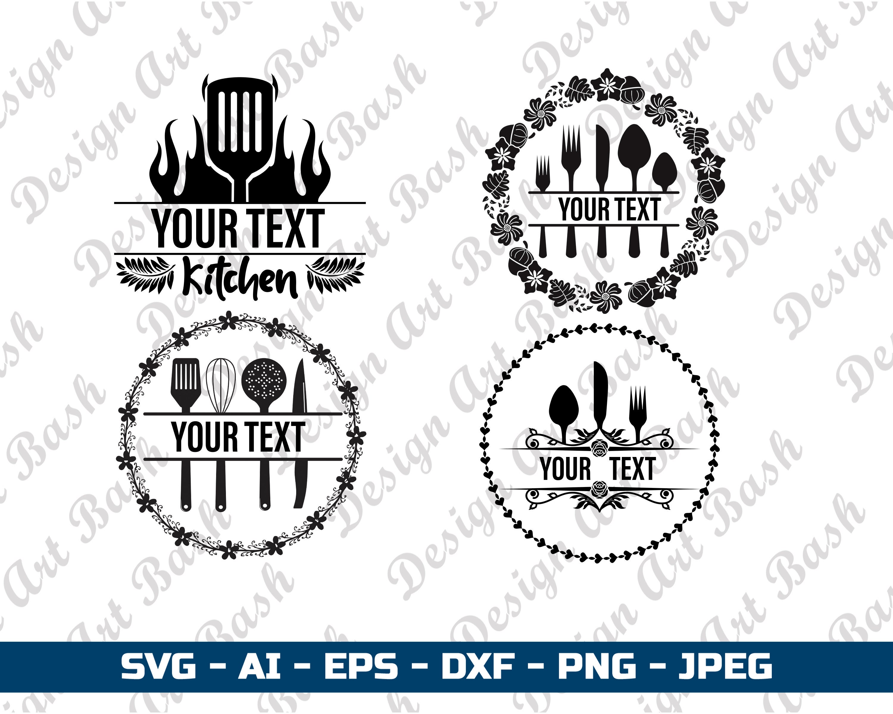 Kitchen Split Frame Svg Bundle Cooking Monogram Svg Farmhoue Kitchen ...