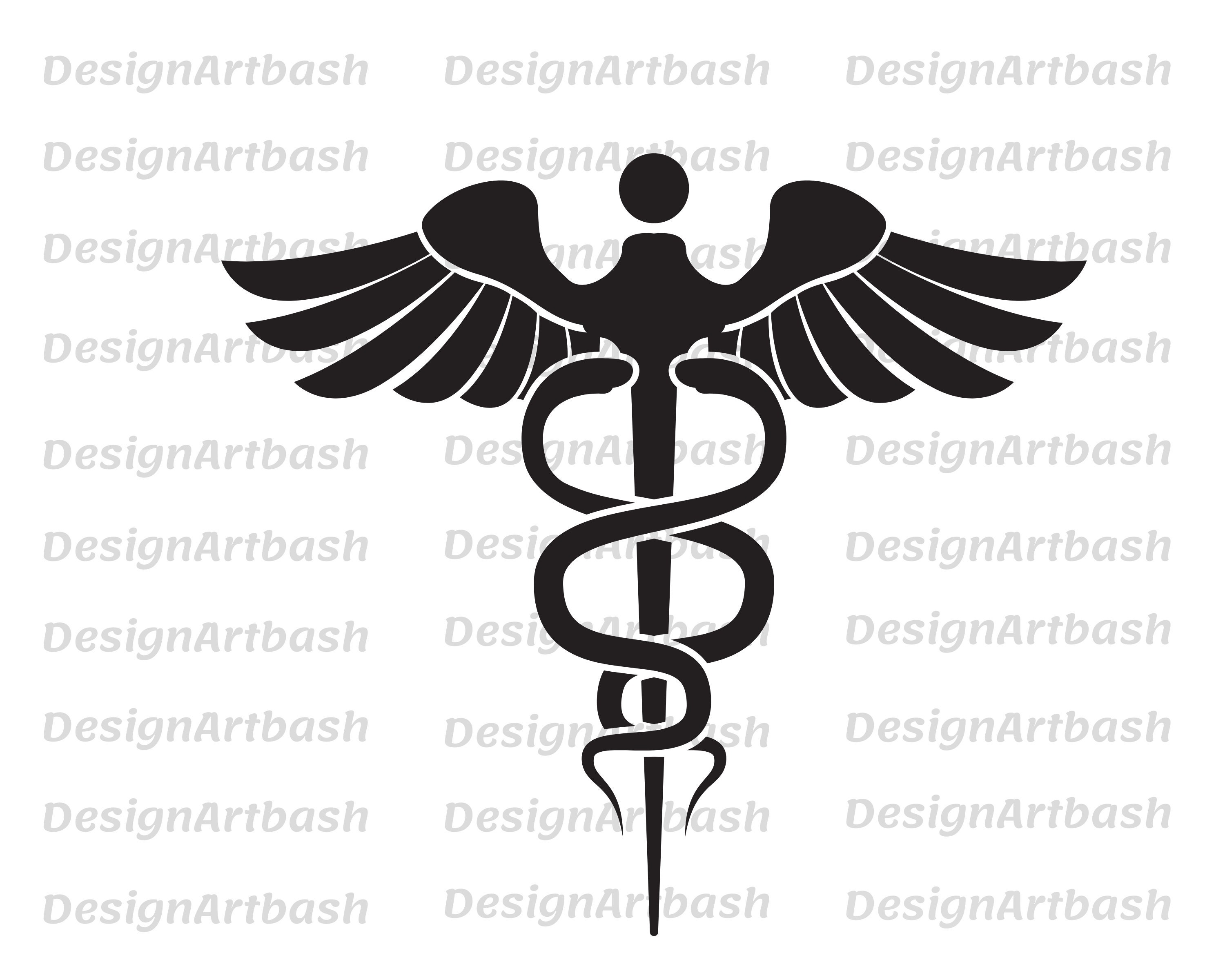 Symbole médical SVG PNG DXF, caducée Clip art pour les chemises de ...