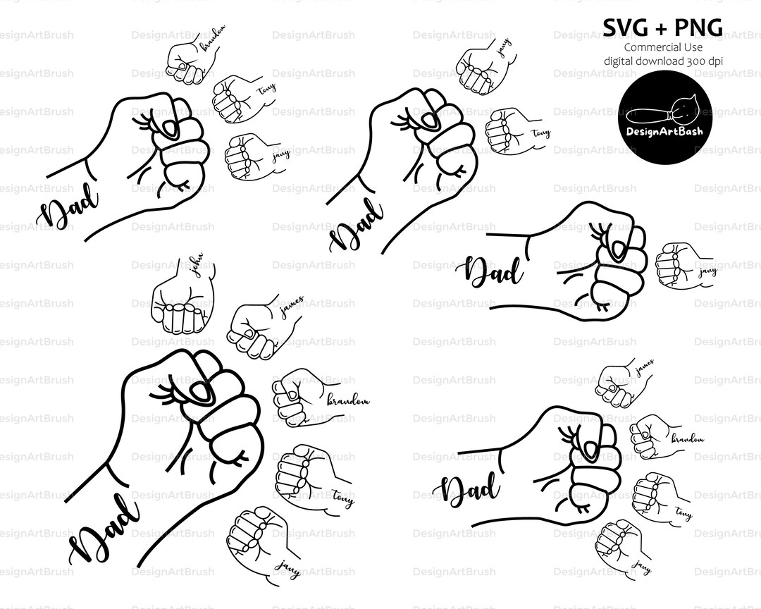 Personalized Fist Bump Set Svg , Father and Son Hand Svg , Father's Day ...