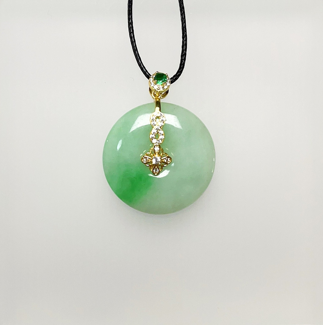 Minimalist Pendant Necklace Certified Two Tone Donut Carved Jade ...