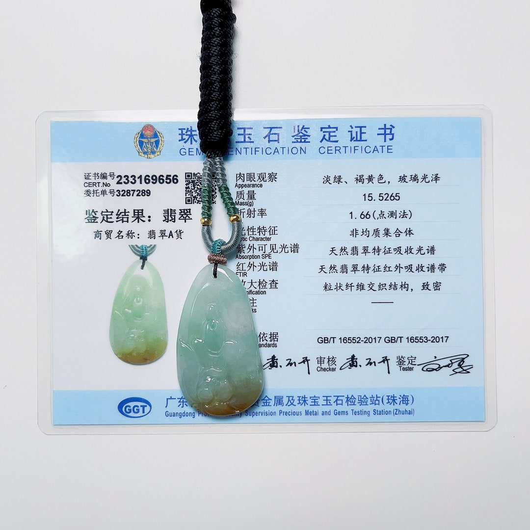 Certified Two Tone Green Jade Pendant Necklace Natural Burmese Jadeite ...