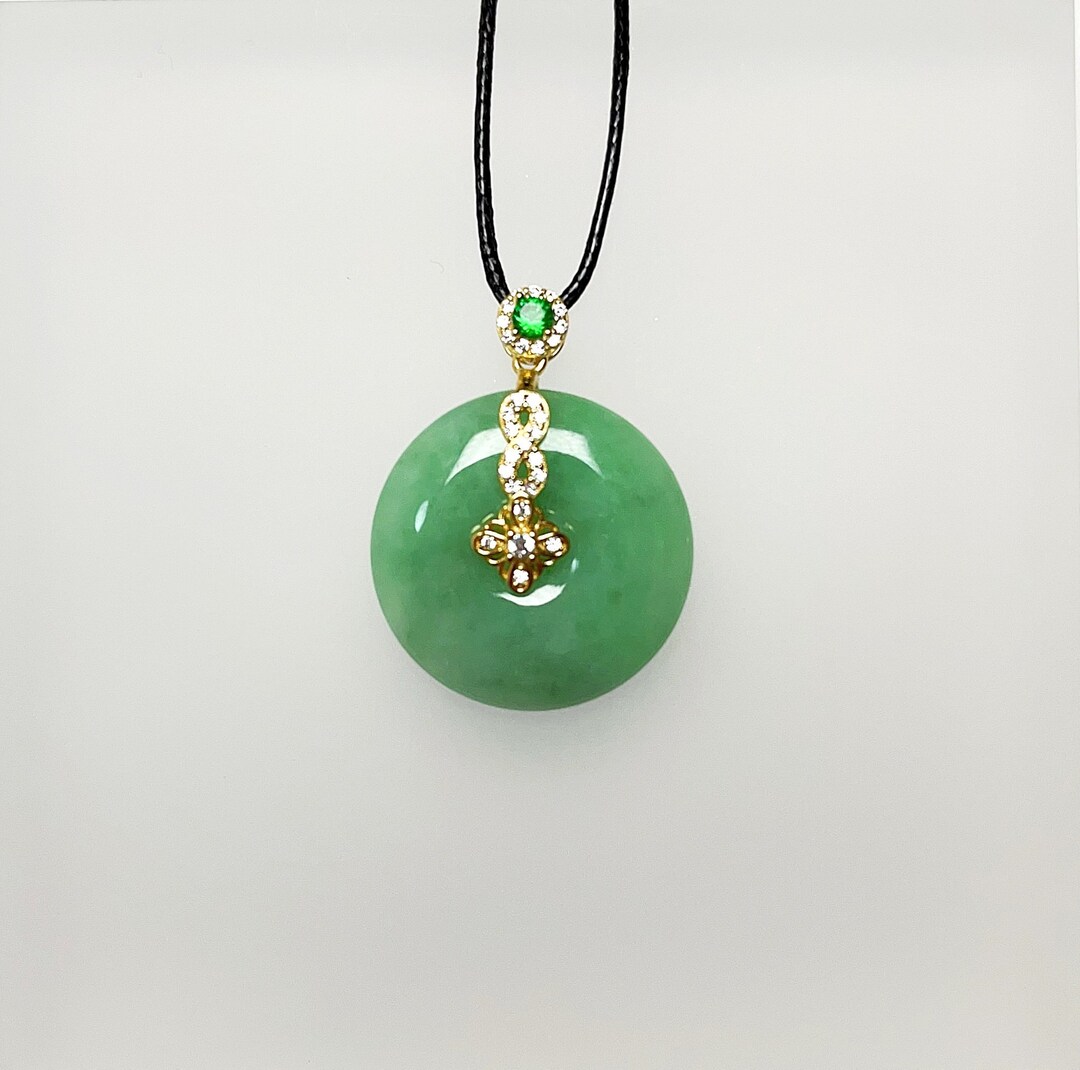Certified Two Tone Donut Carved Jade Pendant Necklace Natural Burmese Jadeite Authentic Grade A ...