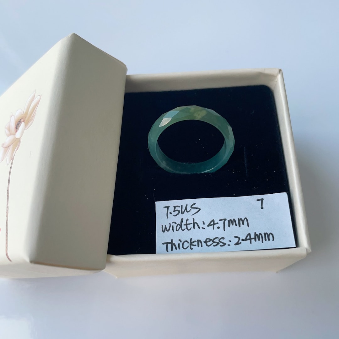 7.5US Green Jade Faceted Ring Natural Jadeite Authentic Grade A - Etsy