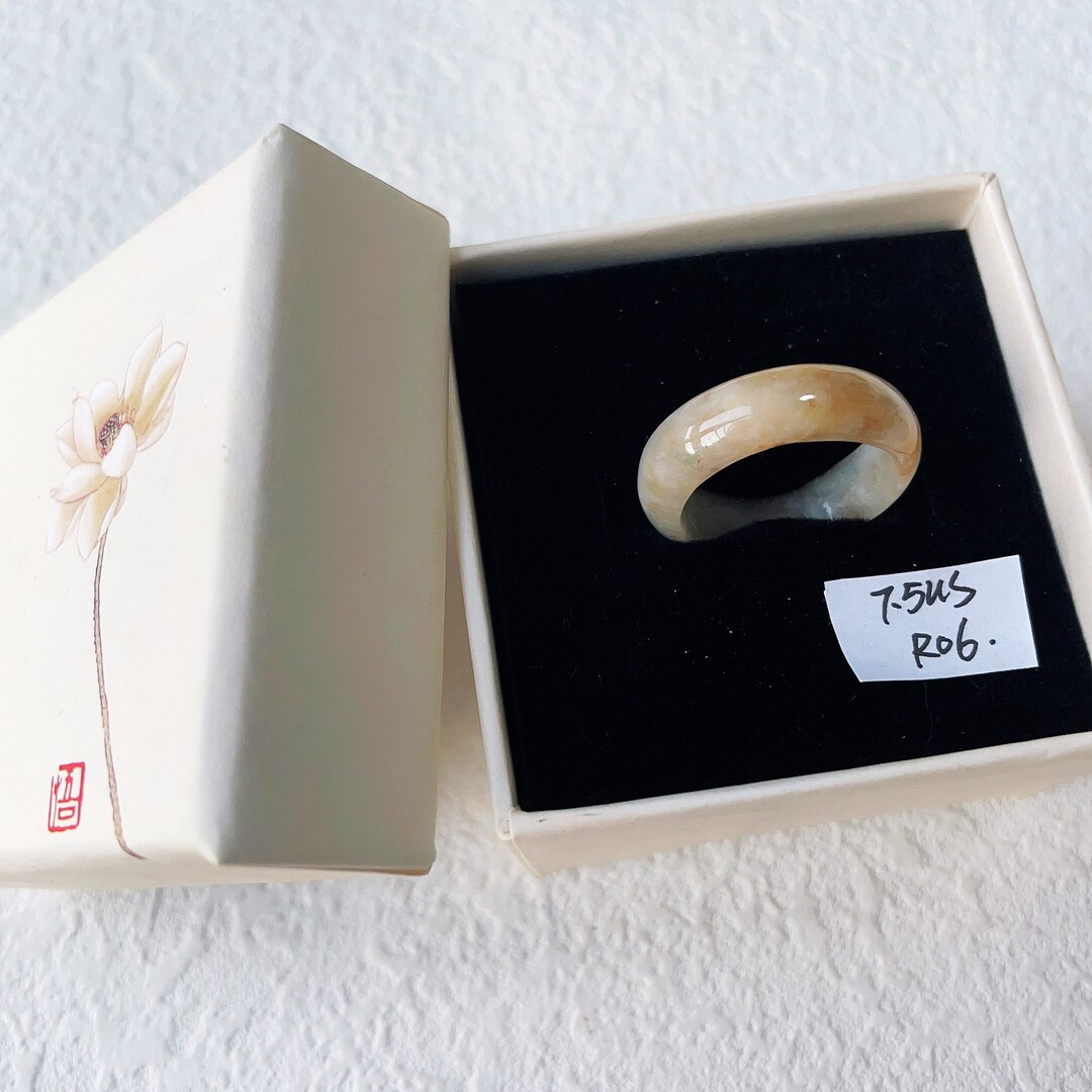 7.5US Brown Jade Ring Natural Burmese Jadeite Authentic Grade A - Etsy