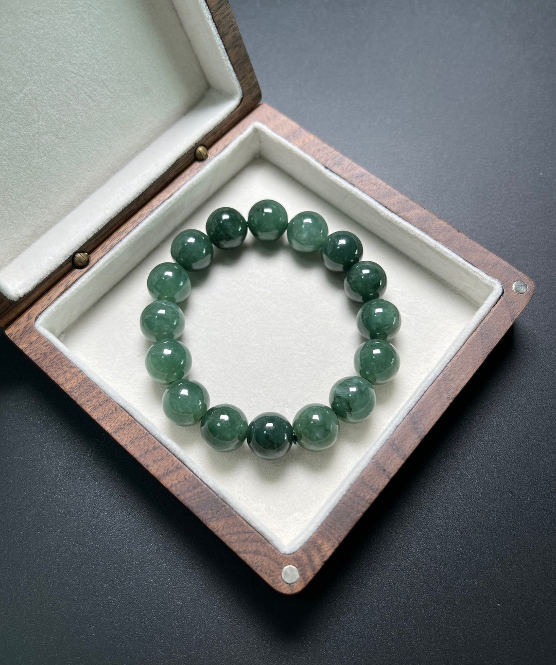 Authentic Grade A Jadeite Beaded Bracelet (12mm) - Etsy