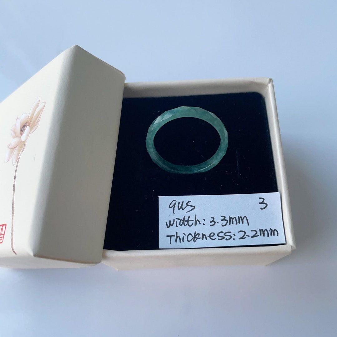 9US Green Jade Faceted Ring Natural Burmese Jadeite Authentic Grade A ...