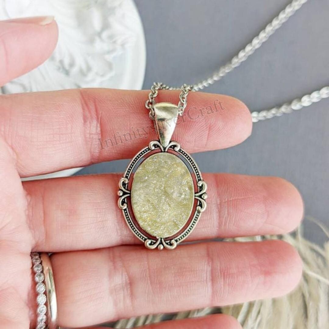 Libyan Desert Glass Oval Pendant Silver Jewelry Libyan Glass Necklace ...