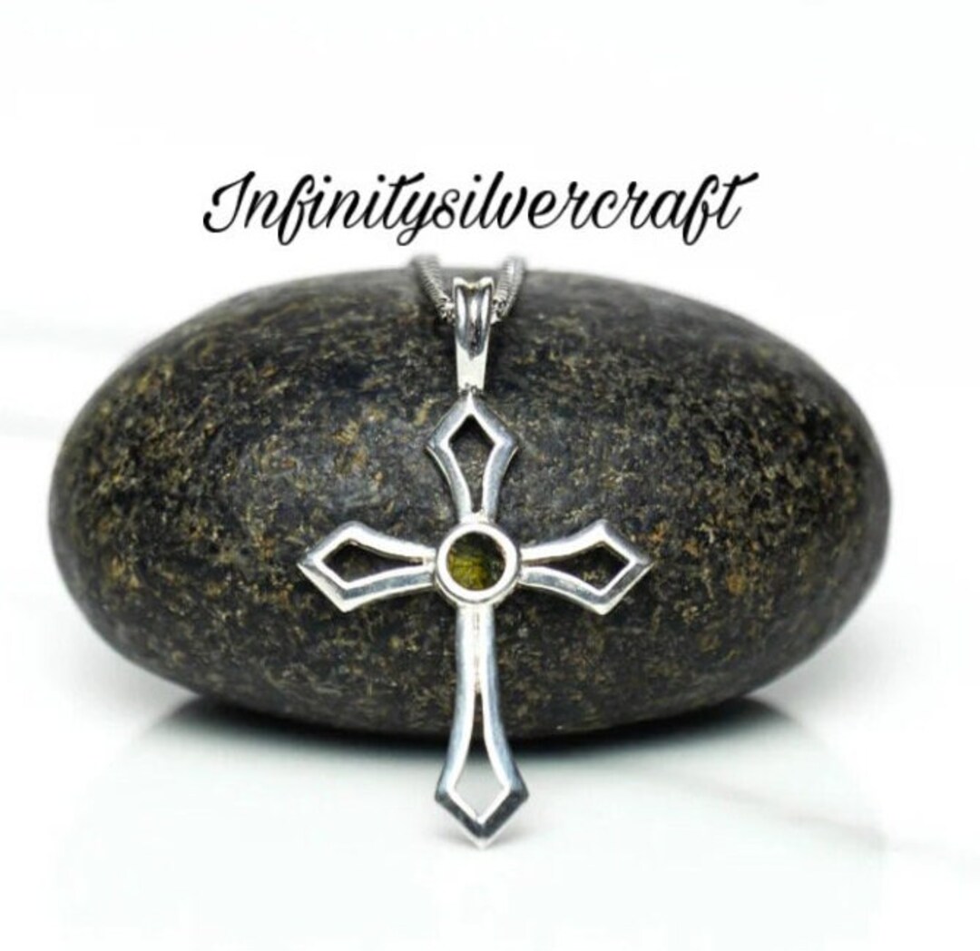 Silver Cross Mens Christian Necklace, Strength Pendant Necklace ...