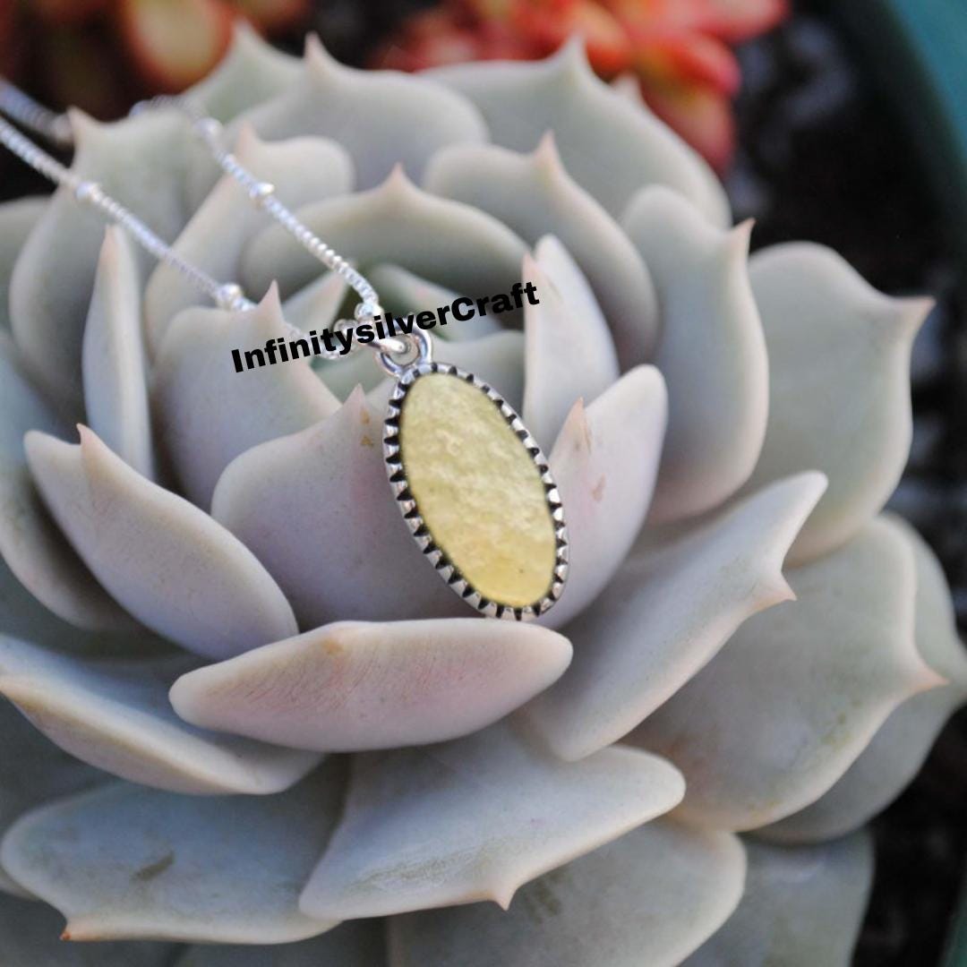 Libyan Desert Glass Pendant Silver Jewelry Libyan Glass Pendant, Real ...