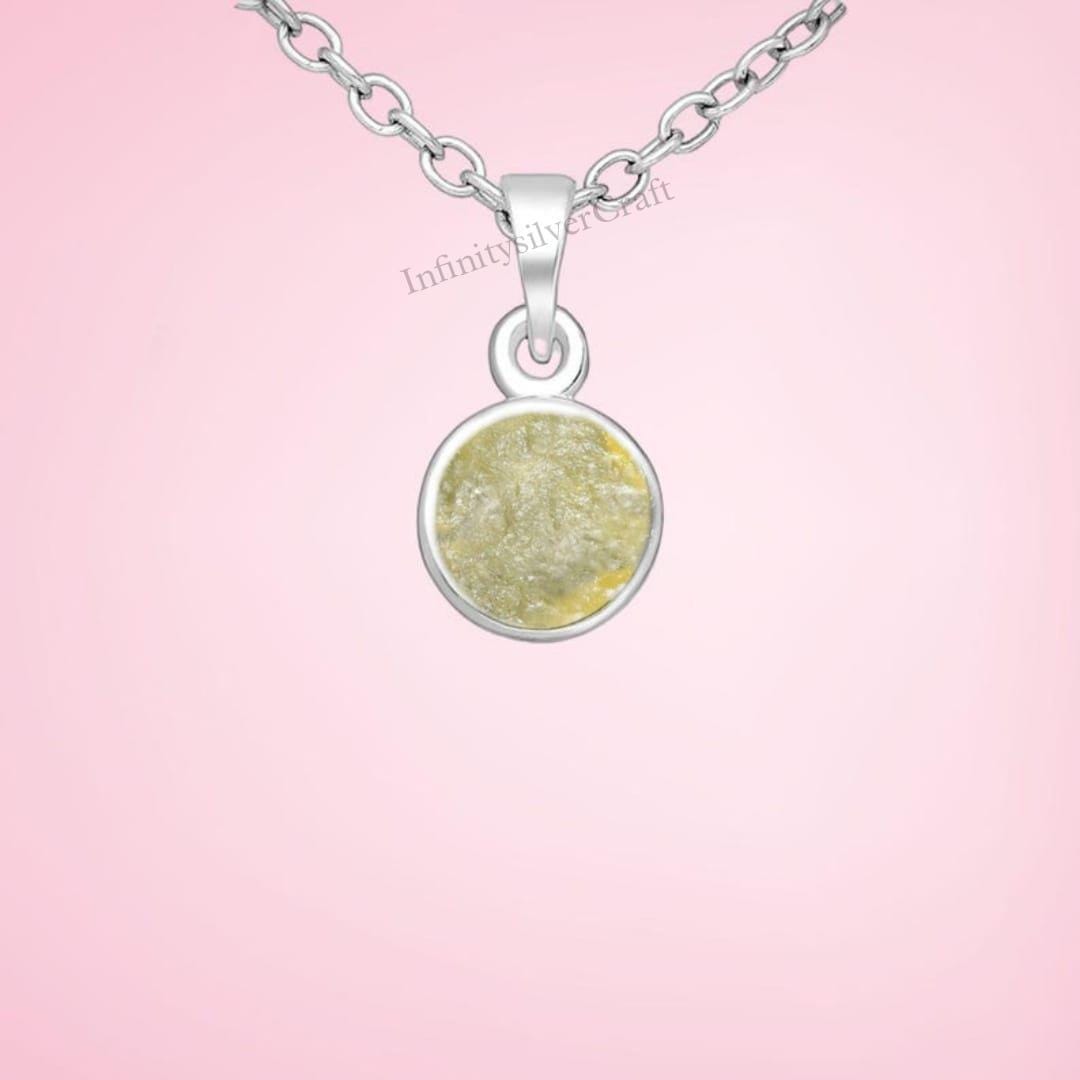 Libyan Desert Glass Round Pendant Silver Jewelry Libyan Glass Necklace ...