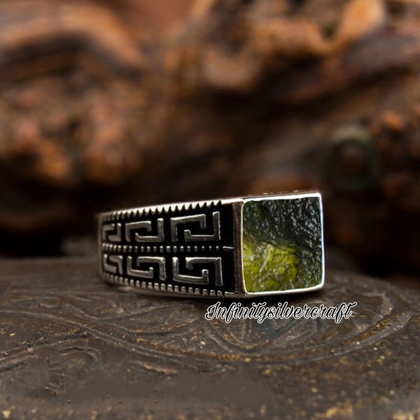 Moldavite Ring Men - Etsy