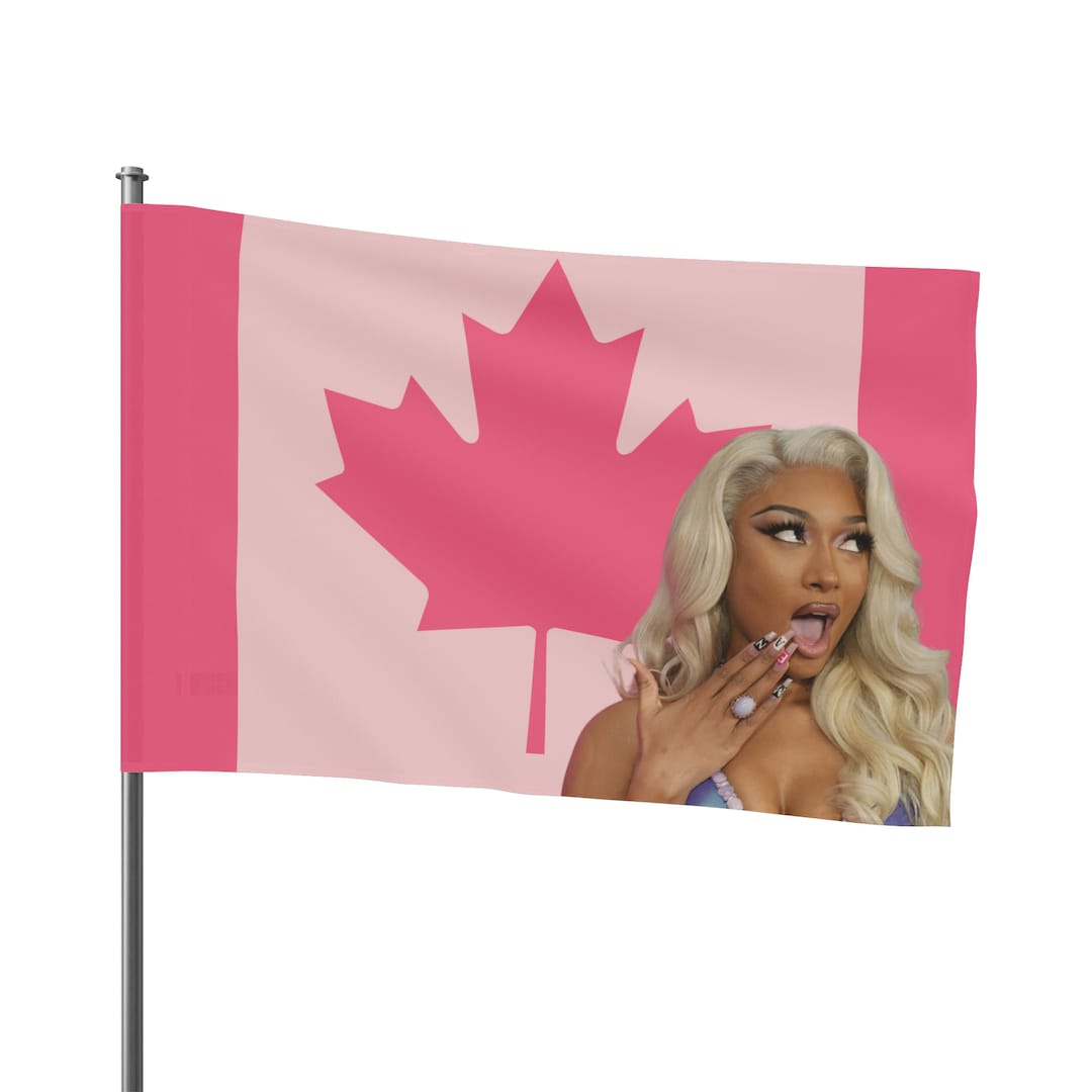 Megan Thee Stallion Pink Canadian Flag Funny Meme Wall Tapestries ...