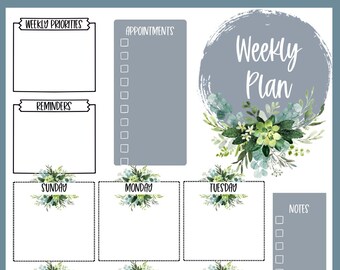 Weekly Planner Printable EDITABLE Weekly Planner Weekly To-do - Etsy